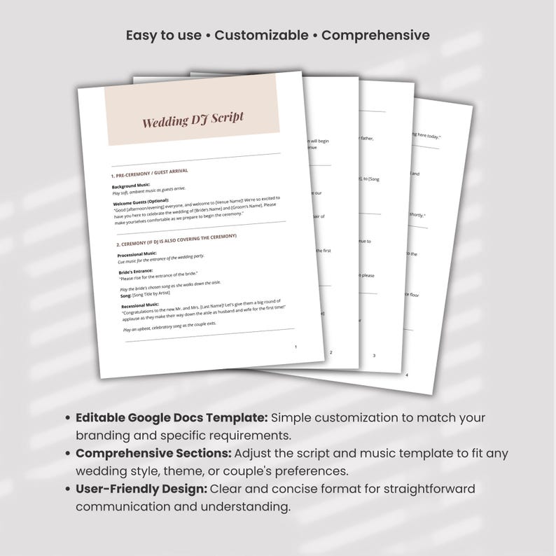 Wedding DJ Script Template Google Docs, Pre-written Wedding DJ Ceremony ...