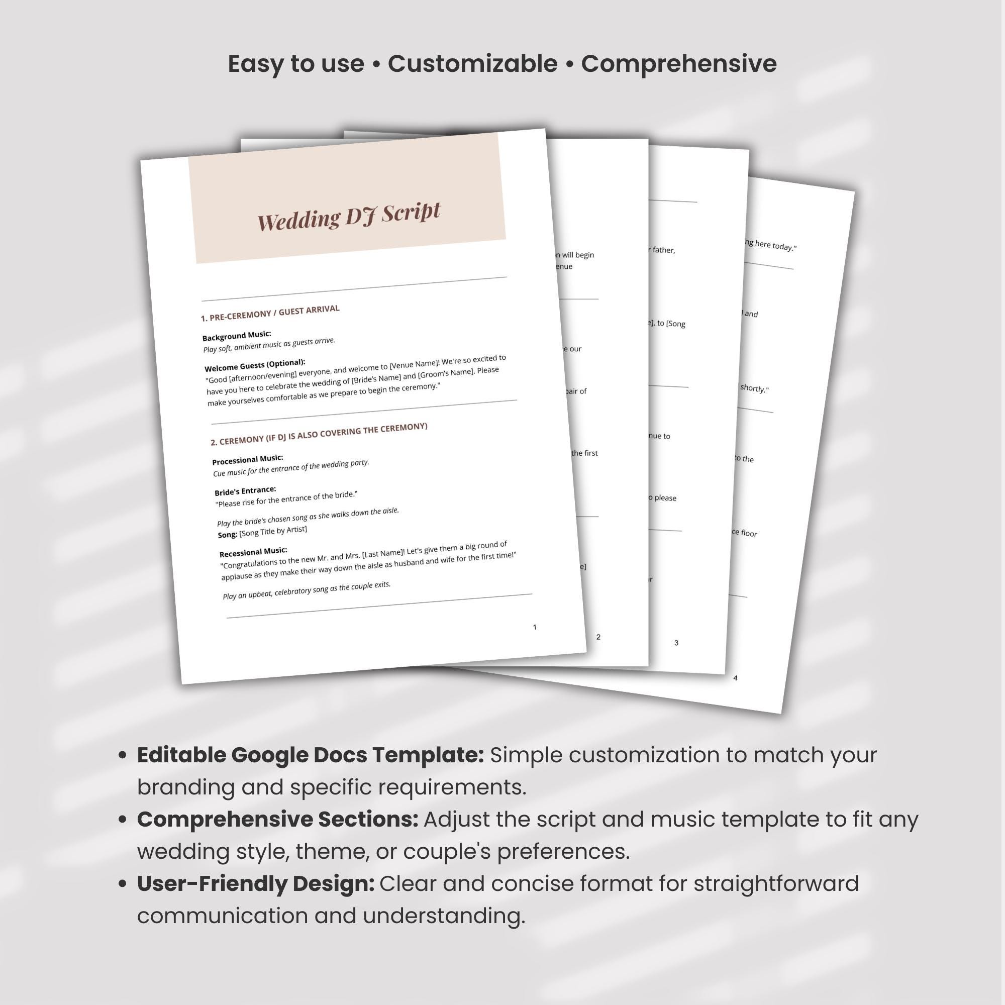 Wedding DJ Script Template Google Docs, Pre-written Wedding DJ Ceremony ...
