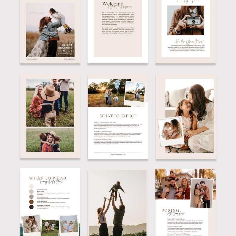 Family Photography Welcome Guide Template Canva, Pre-written Family ...