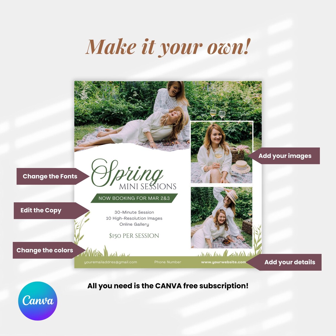 Family Mini Sessions Template Winter Spring Summer Fall Photography ...
