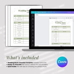 Wedding Music Checklist Template for Wedding Song List Canva Printable ...