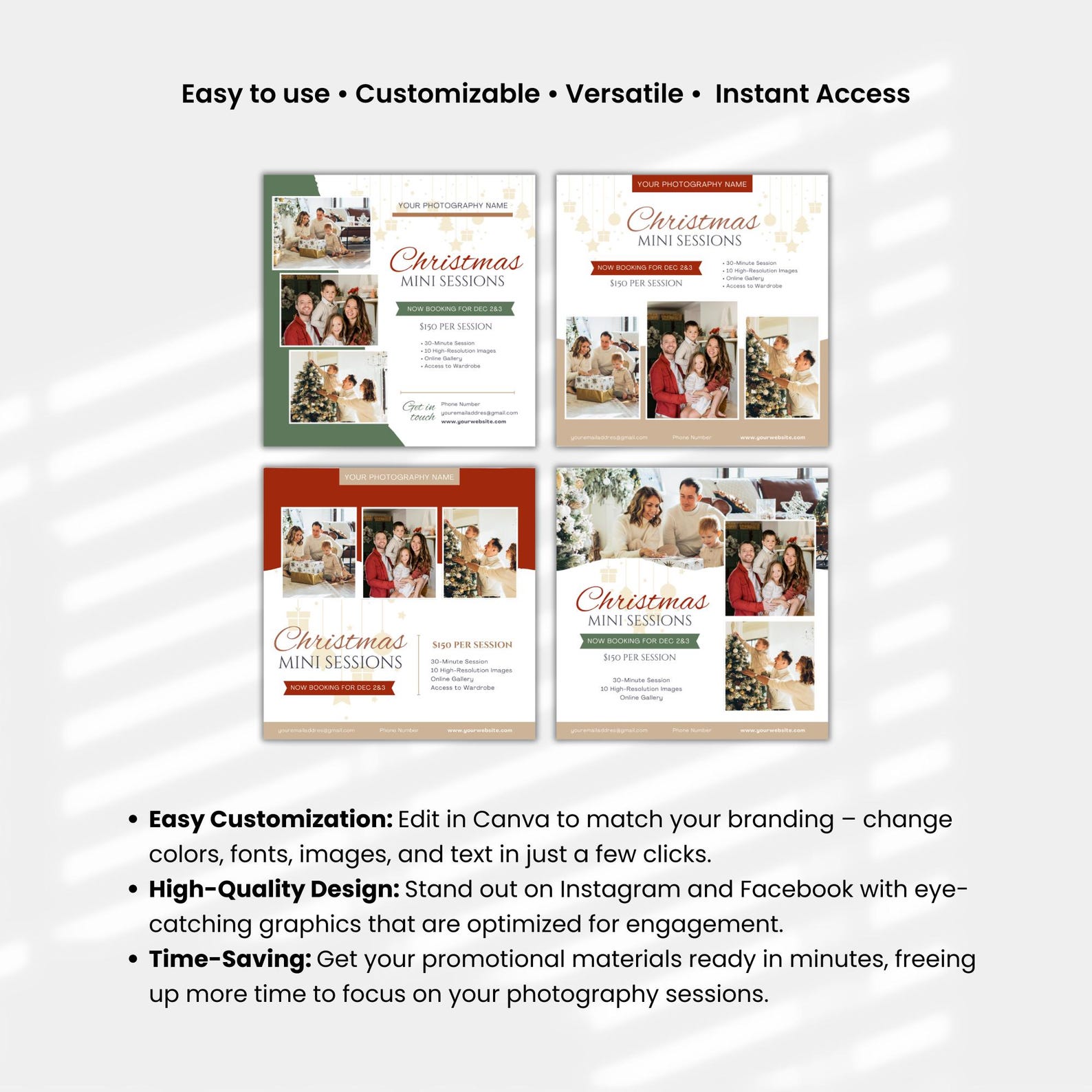 Christmas Mini Sessions Template, Winter Family Photography Session ...