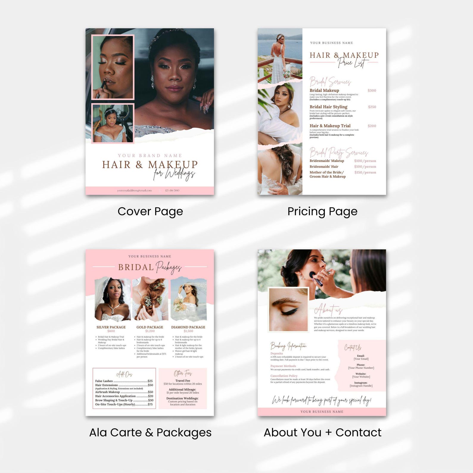 Bridal Hair and Makeup Pricing Guide Template Canva, Wedding Hair and ...