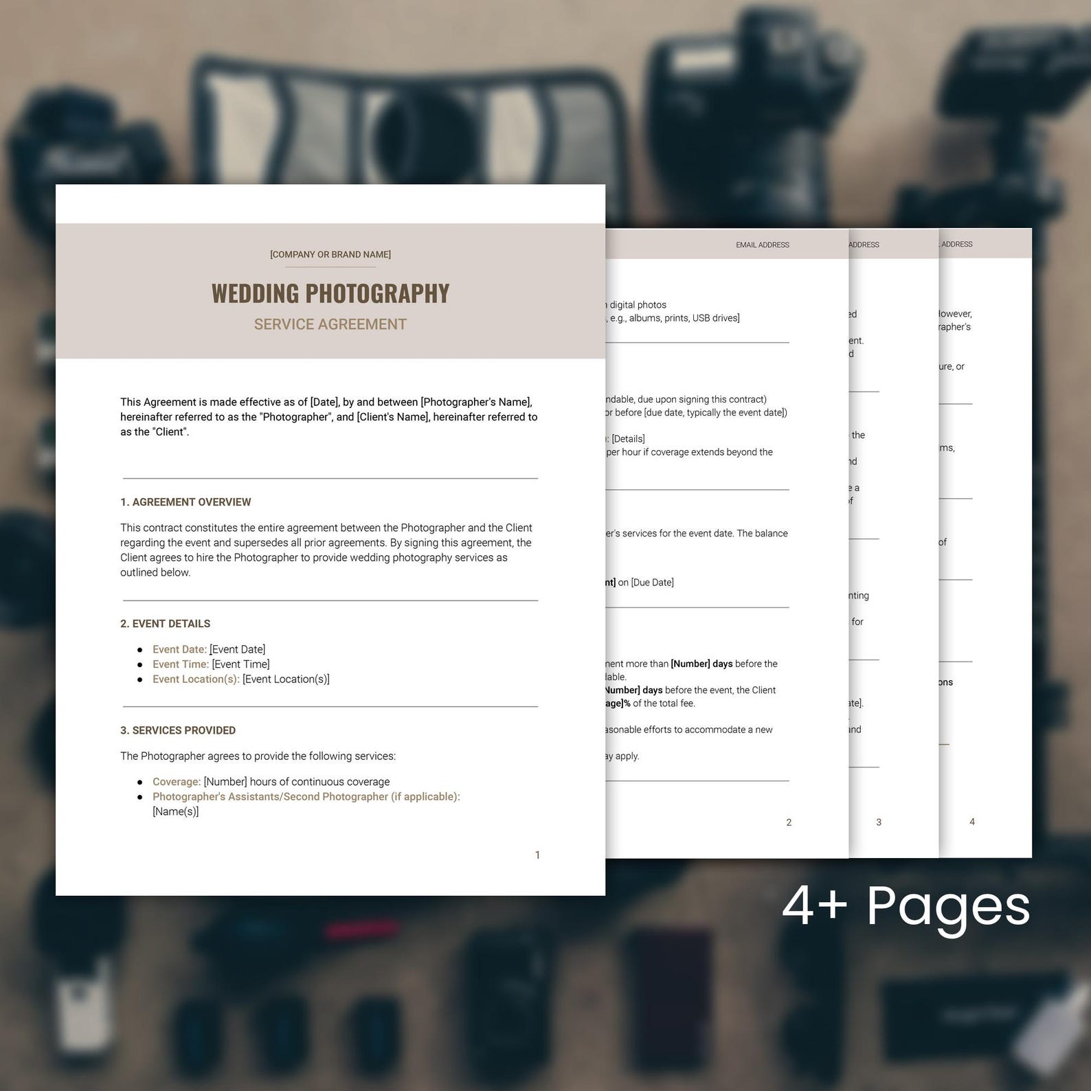 Wedding Photography Contract Template for Wedding Photographer Service ...