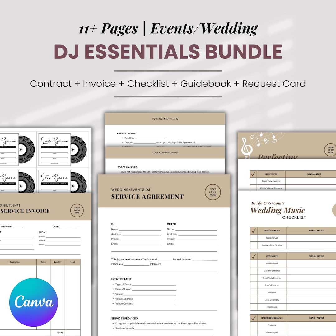 Ultimate Wedding DJ Template Bundle for Editable Event DJ Contract and ...
