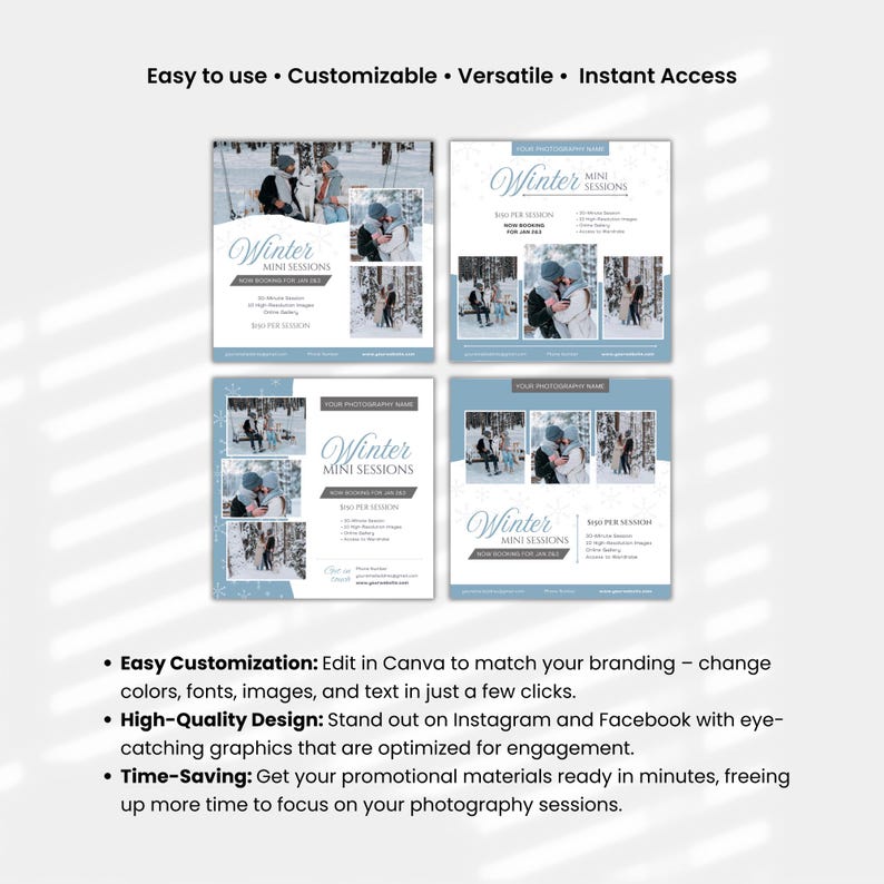 Mini Sessions Winter Template, Editable Canva Mini Session Template ...