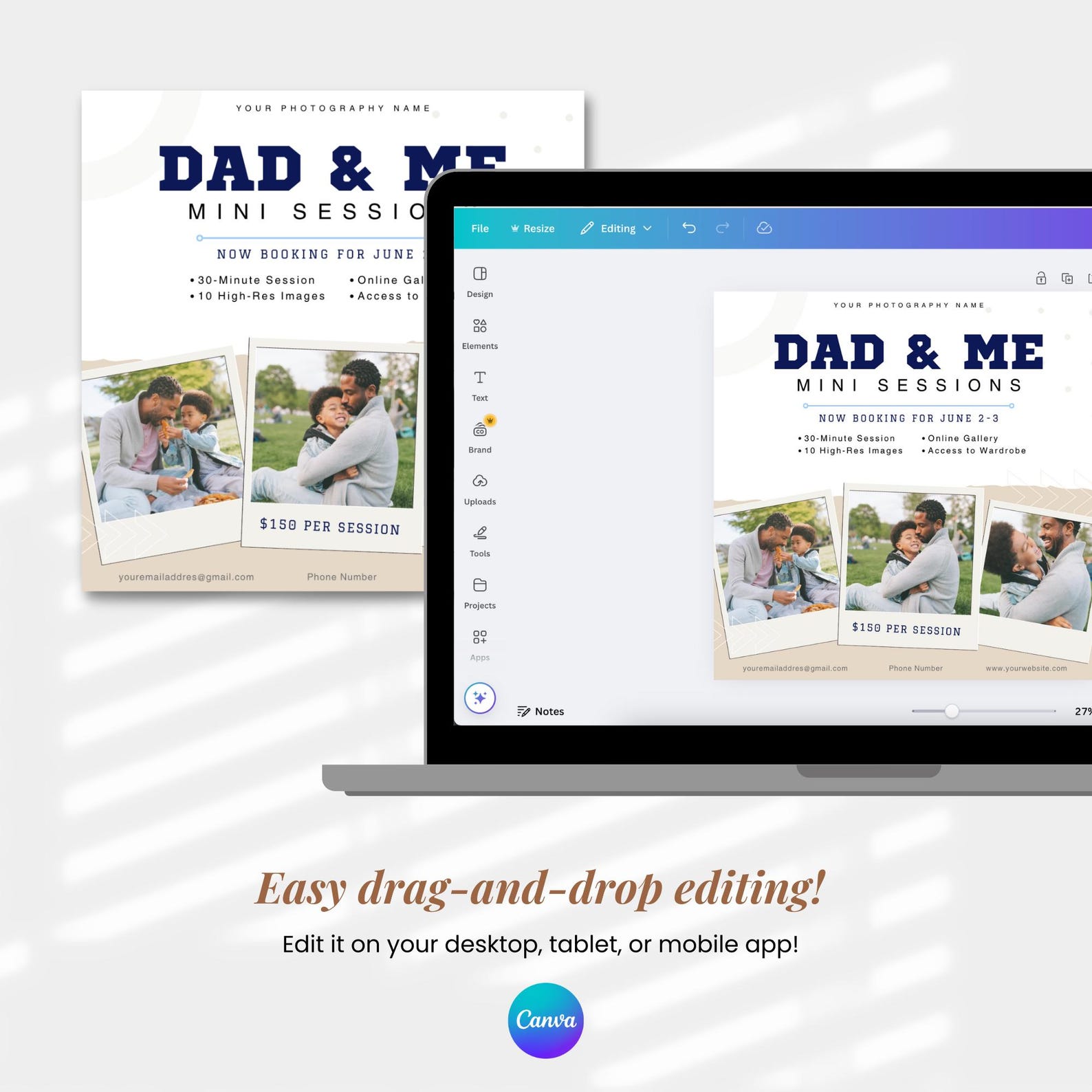 Daddy and Me Session Template Canva, Father's Day Mini Sessions ...