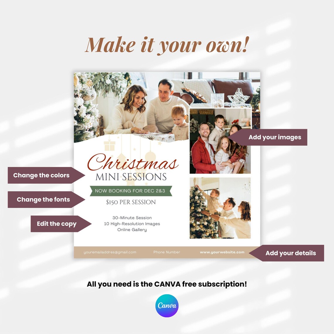 Mini Sessions Template Christmas Minis Template for Winter Family ...