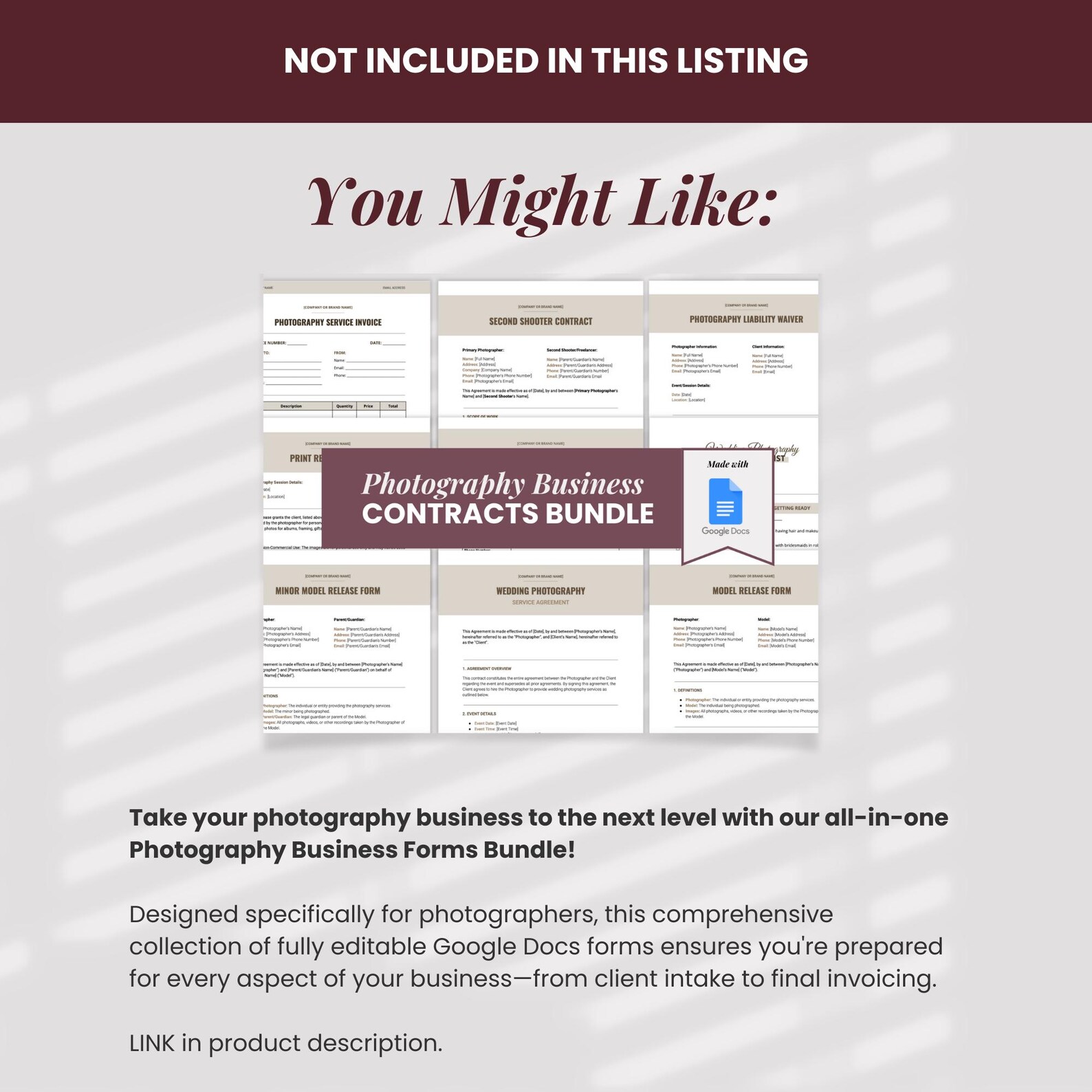 Print Release Form Template Google Docs Photography Contract Editable ...