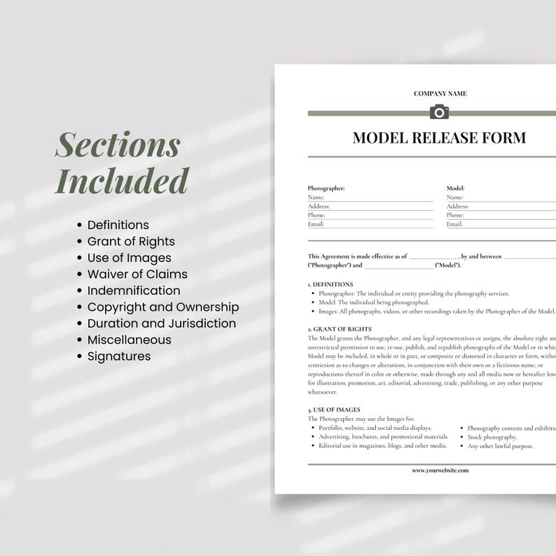 Model Release Form Template, Minor Model Release Contract Canva ...