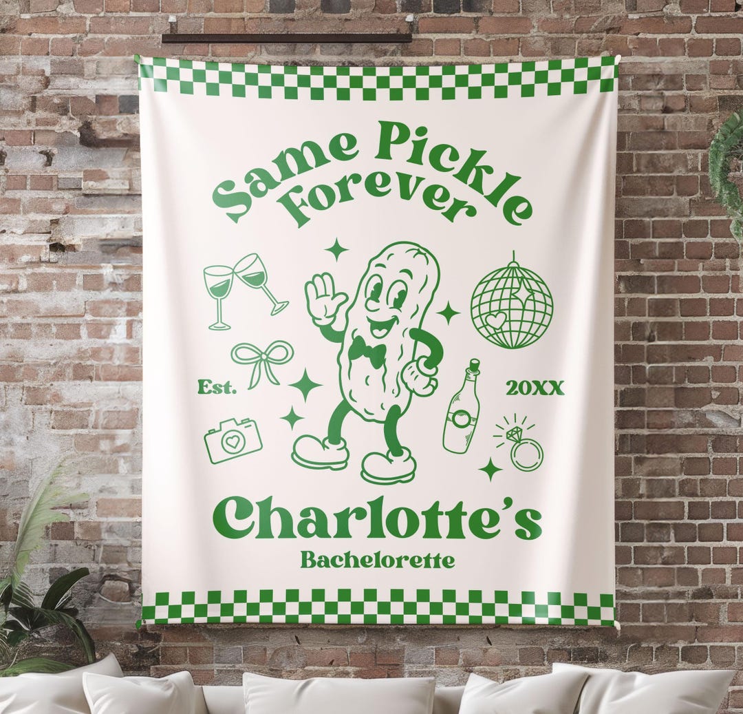 Pickle Bridal Shower Banner, Funny Bachelorette Party Tapestry, Retro ...