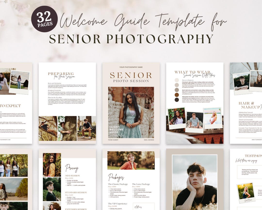 Senior Photography Welcome Guide Template Canva, Pre-written Graduation ...
