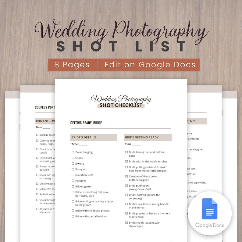 Wedding Photography Shot List for Bridal Photographer and Videographer ...