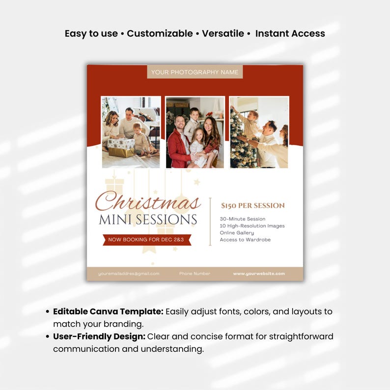 Christmas Mini Sessions Template, Winter Family Photography Session ...