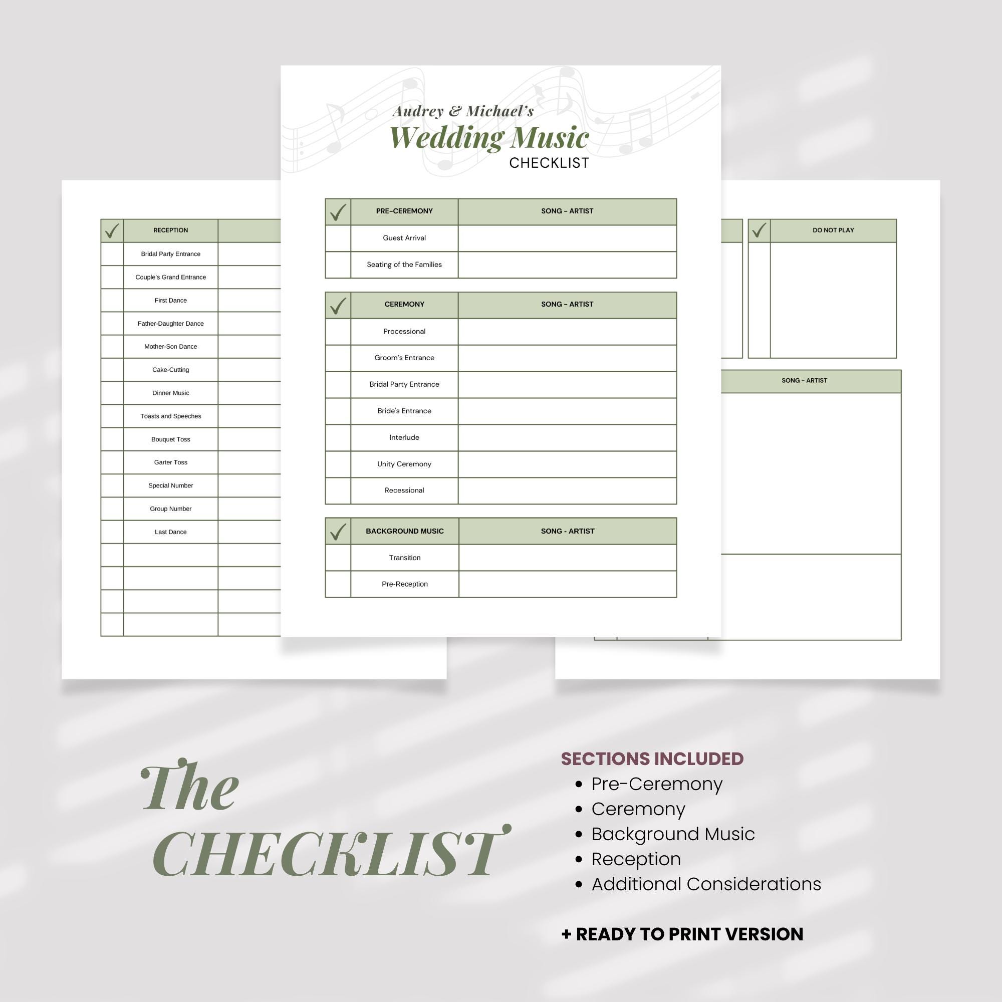 Wedding Music Checklist Template for Wedding Song List Canva Printable ...