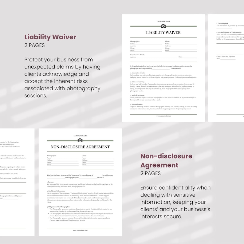 Photography Contract Template Bundle for Wedding Photographer Contract ...