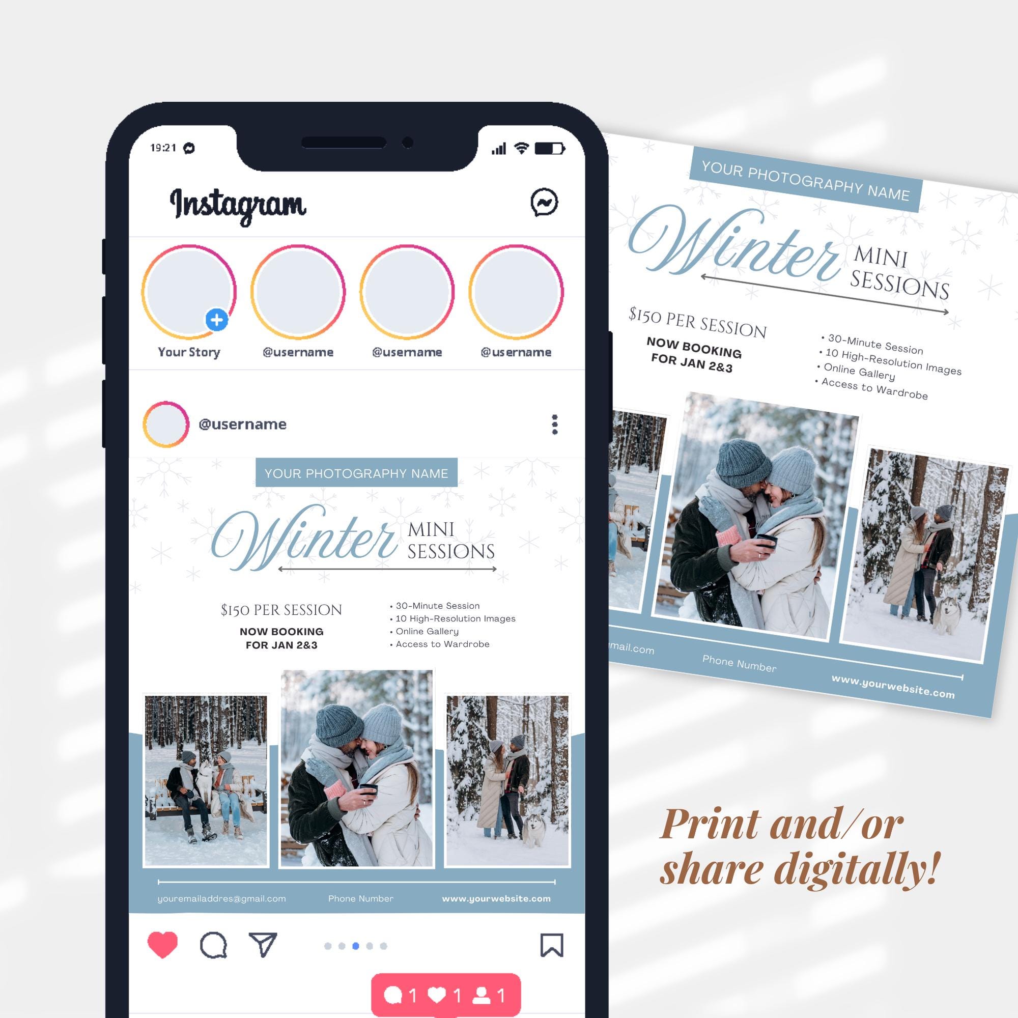 Mini Sessions Winter Template, Editable Canva Mini Session Template ...