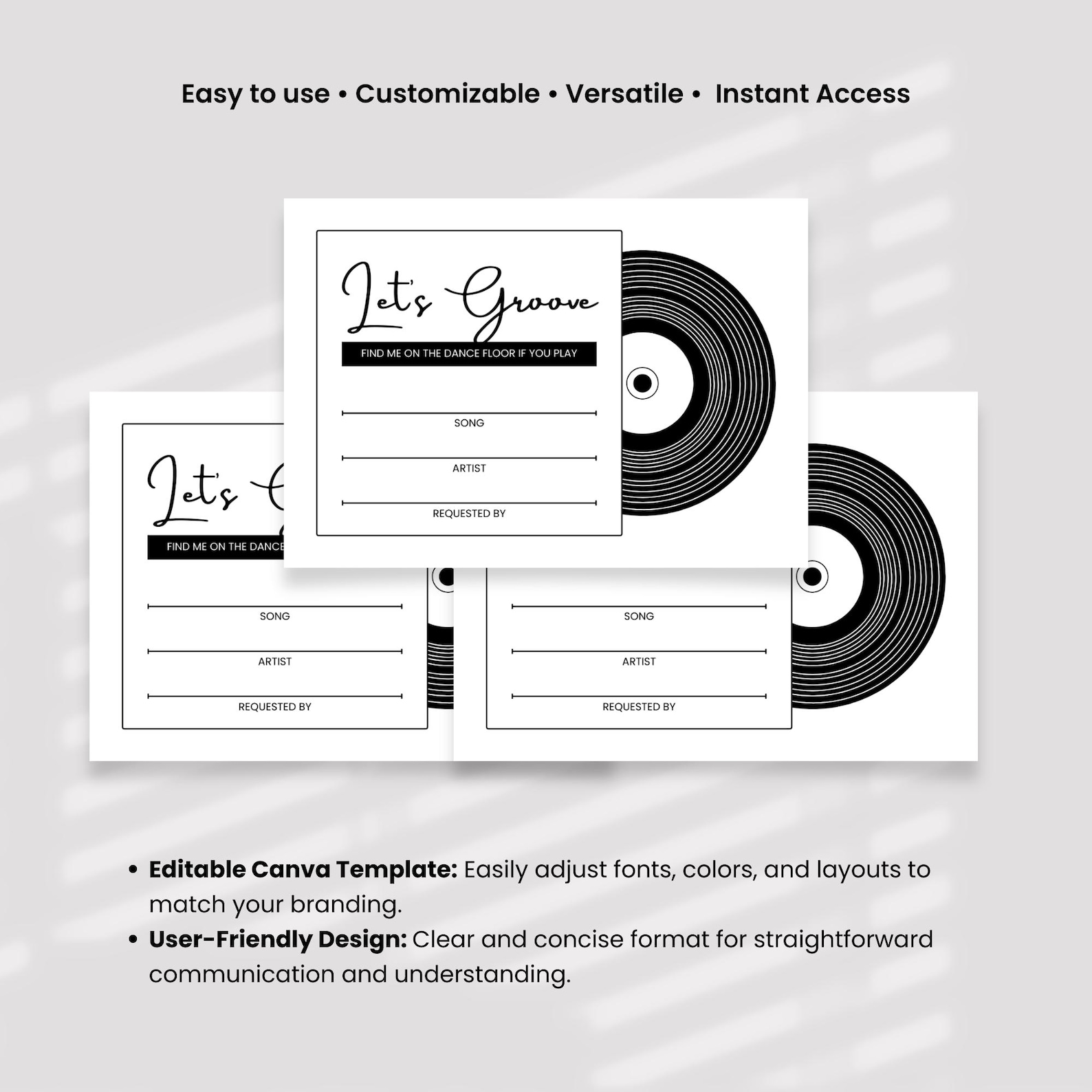 Wedding Song Request Card Template for Events DJ Business Essentials ...