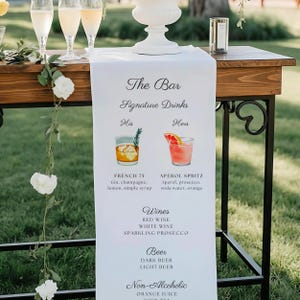 Wedding Bar Sign Fabric, Custom Wedding Signature Drinks Banner With ...