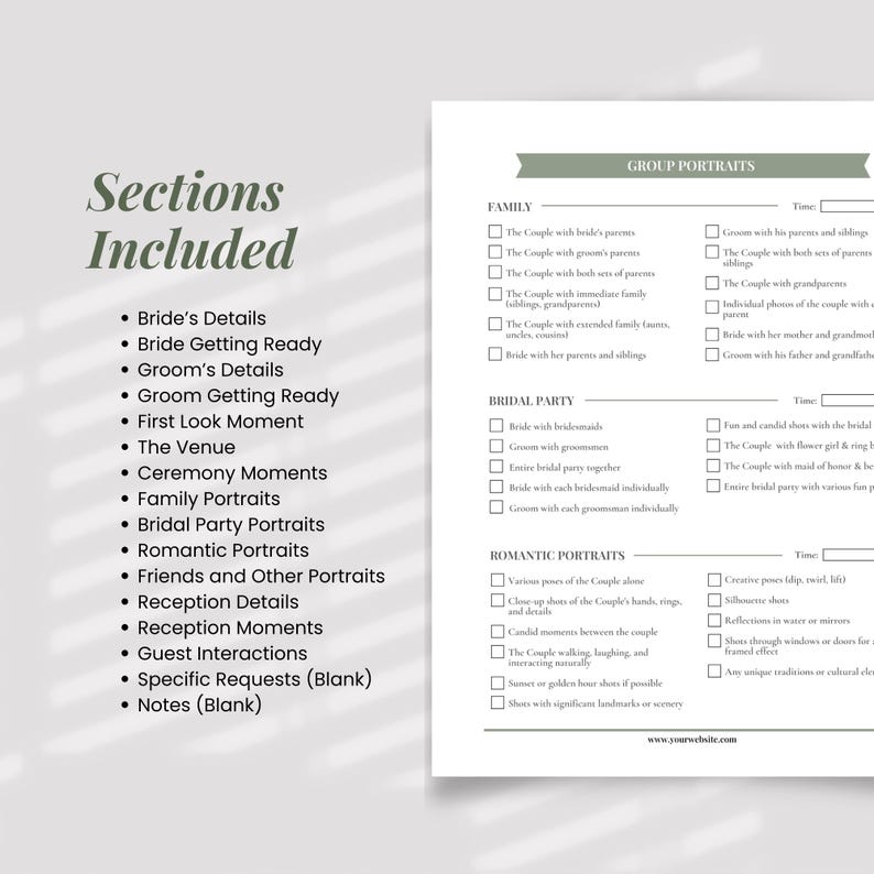 Wedding Photography Shot List for Event Photographer and Videographer ...