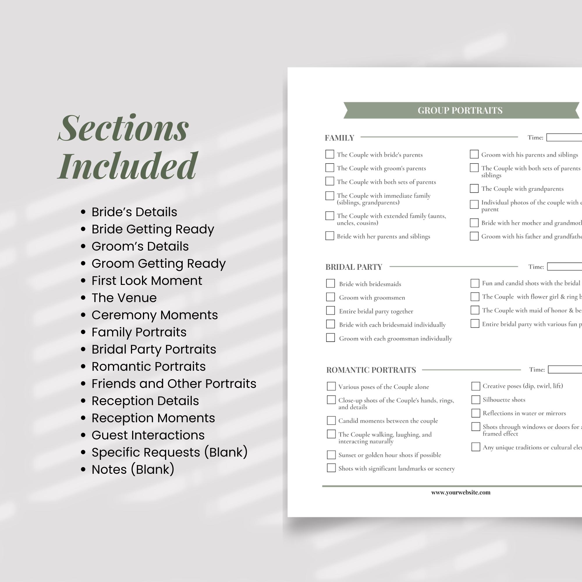 Wedding Photography Shot List for Event Photographer and Videographer ...