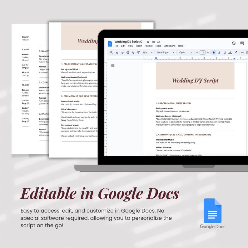 Wedding DJ Script Template Google Docs, Pre-written Wedding DJ Ceremony ...