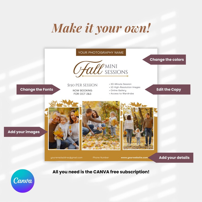 Family Fall Mini Sessions Template, Autumn Family Photoshoot Social ...