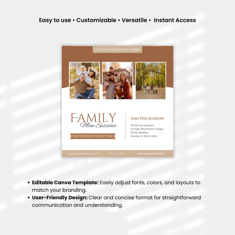 Family Mini Sessions Template for Family Portrait Shoot Social Media ...