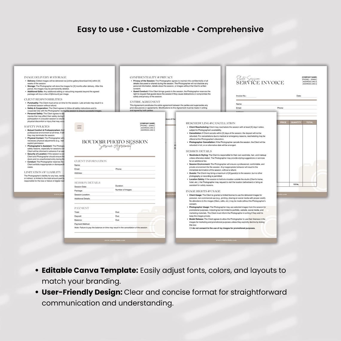 Boudoir Photography Contract Template Canva, Boudoir Photo Session ...