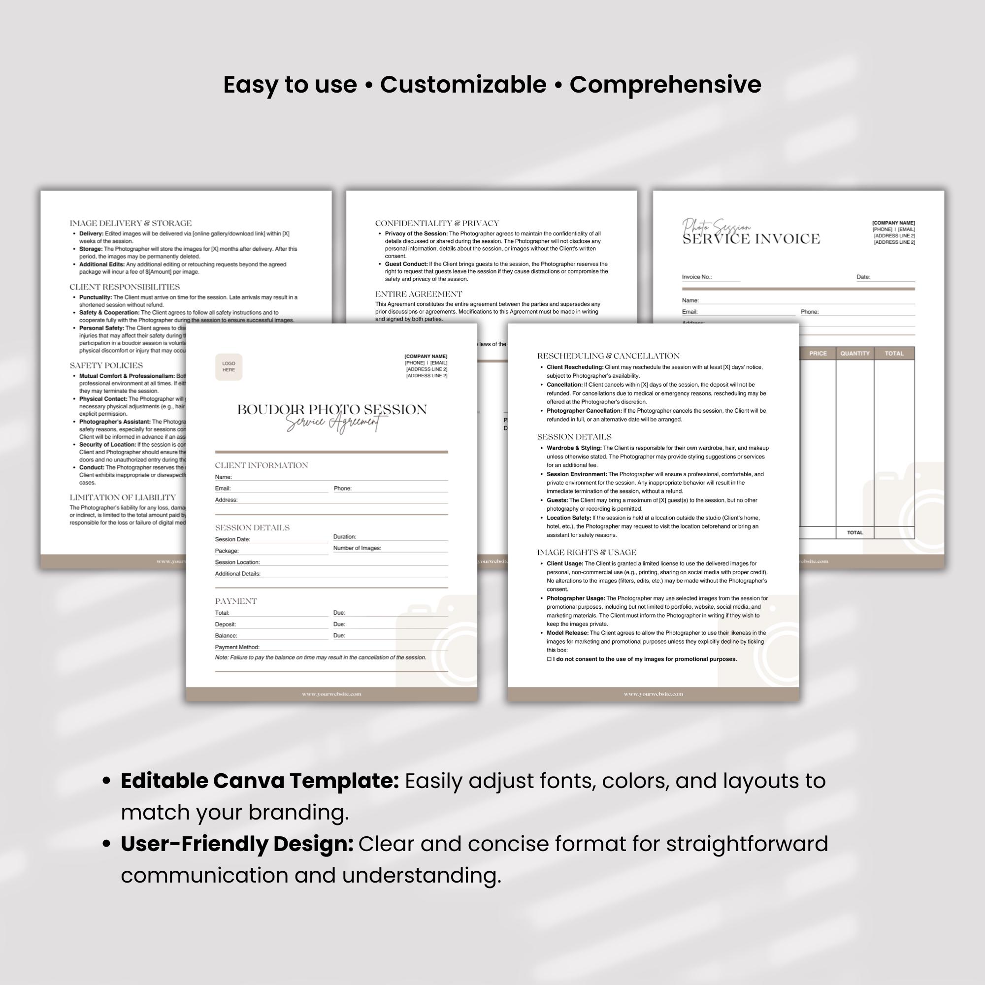 Boudoir Photography Contract Template Canva, Boudoir Photo Session ...