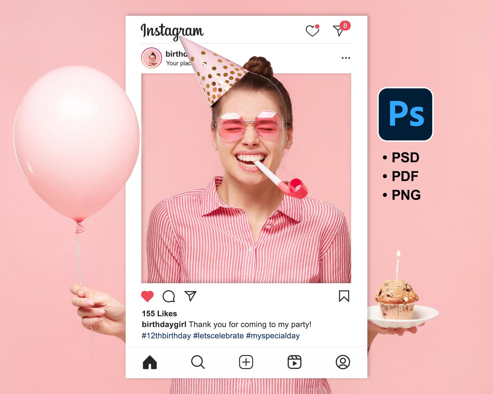 Instagram Photobooth Prop Template, Instagram Photo Booth Photoshop ...