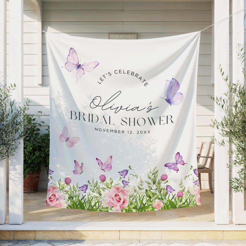 Lifetime of Butterflies Bridal Shower Banner, Custom Butterfly ...