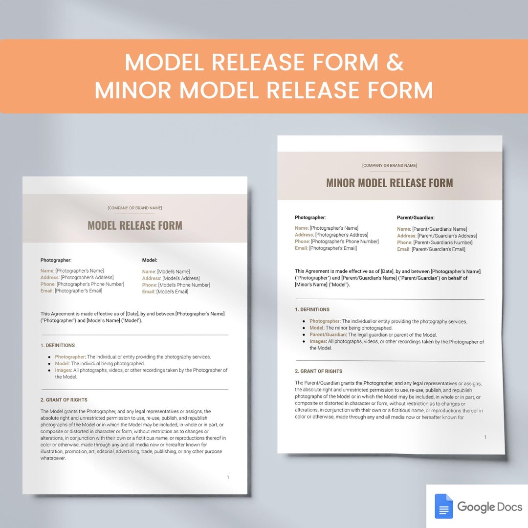 Model Release Form Template Google Docs for Minor Model Release Form Editable Contract for ...