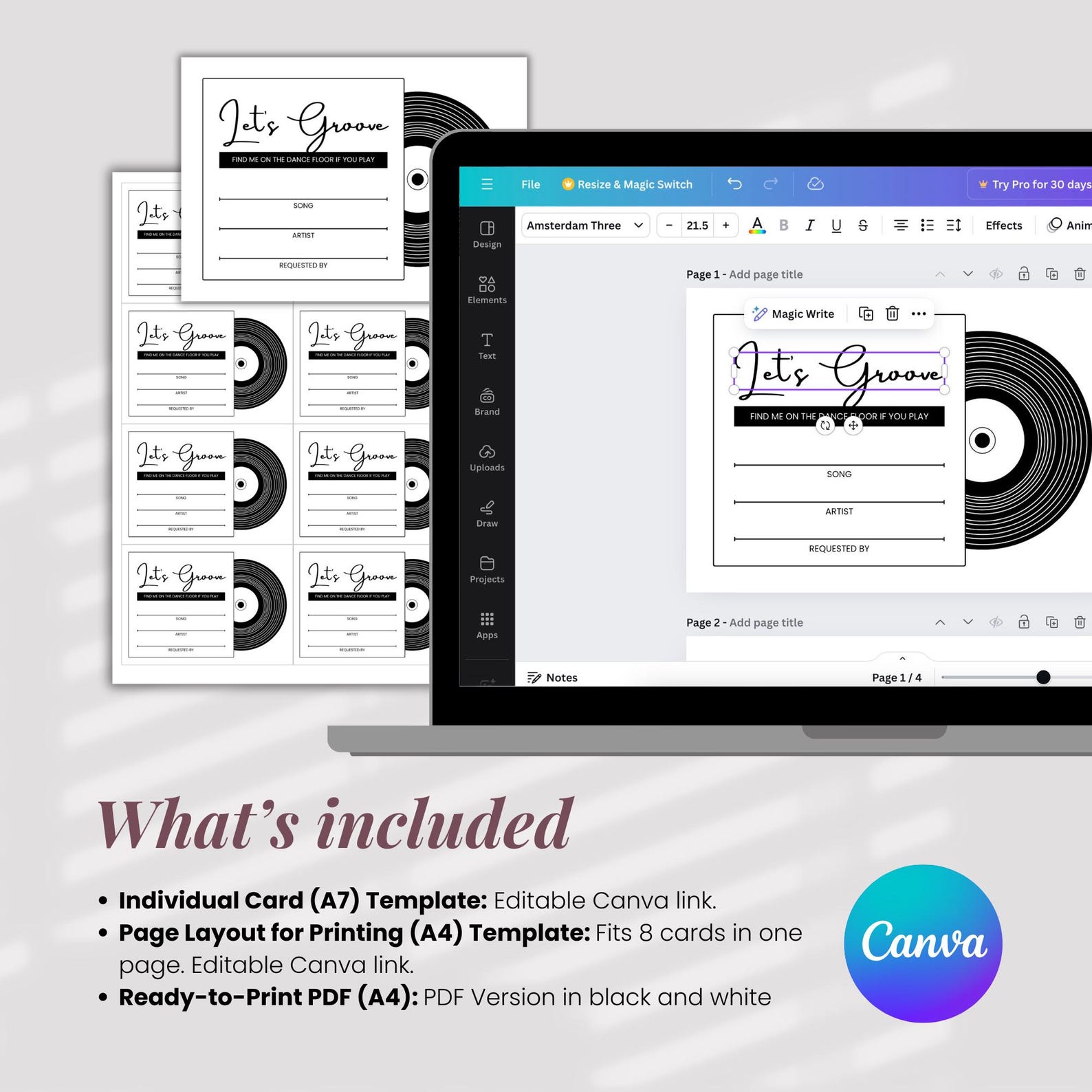 Wedding Song Request Card Template for Events DJ Business Essentials ...