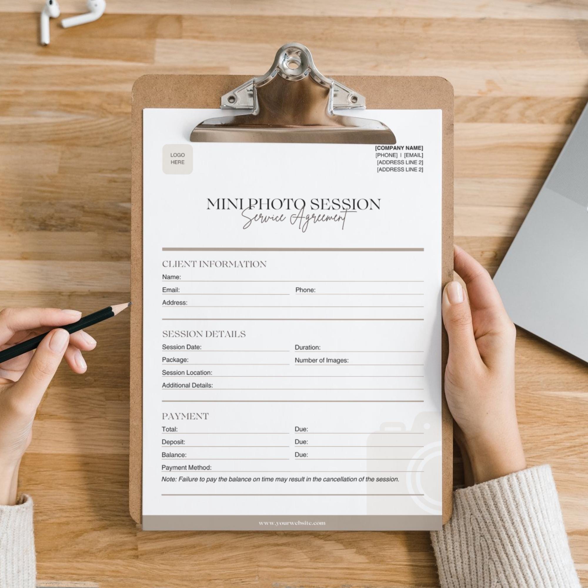 Mini Sessions Contract Template Canva Mini Sessions Photography Client ...