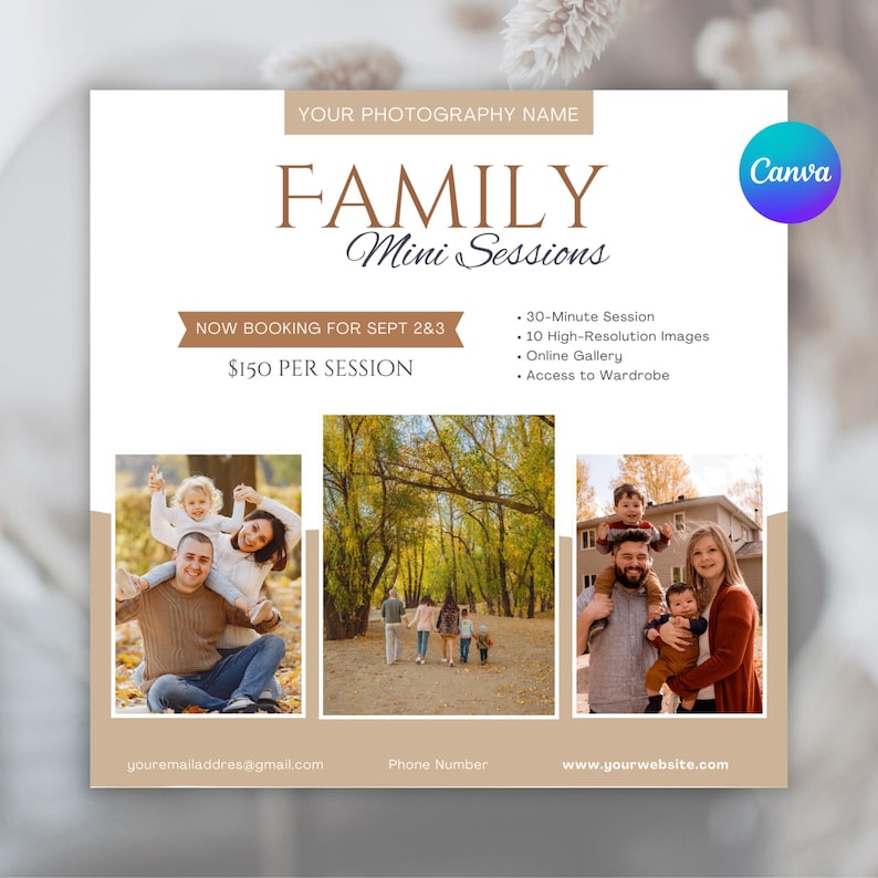 Fall Family Mini Sessions Template, Family Photoshoot Social Media Post ...