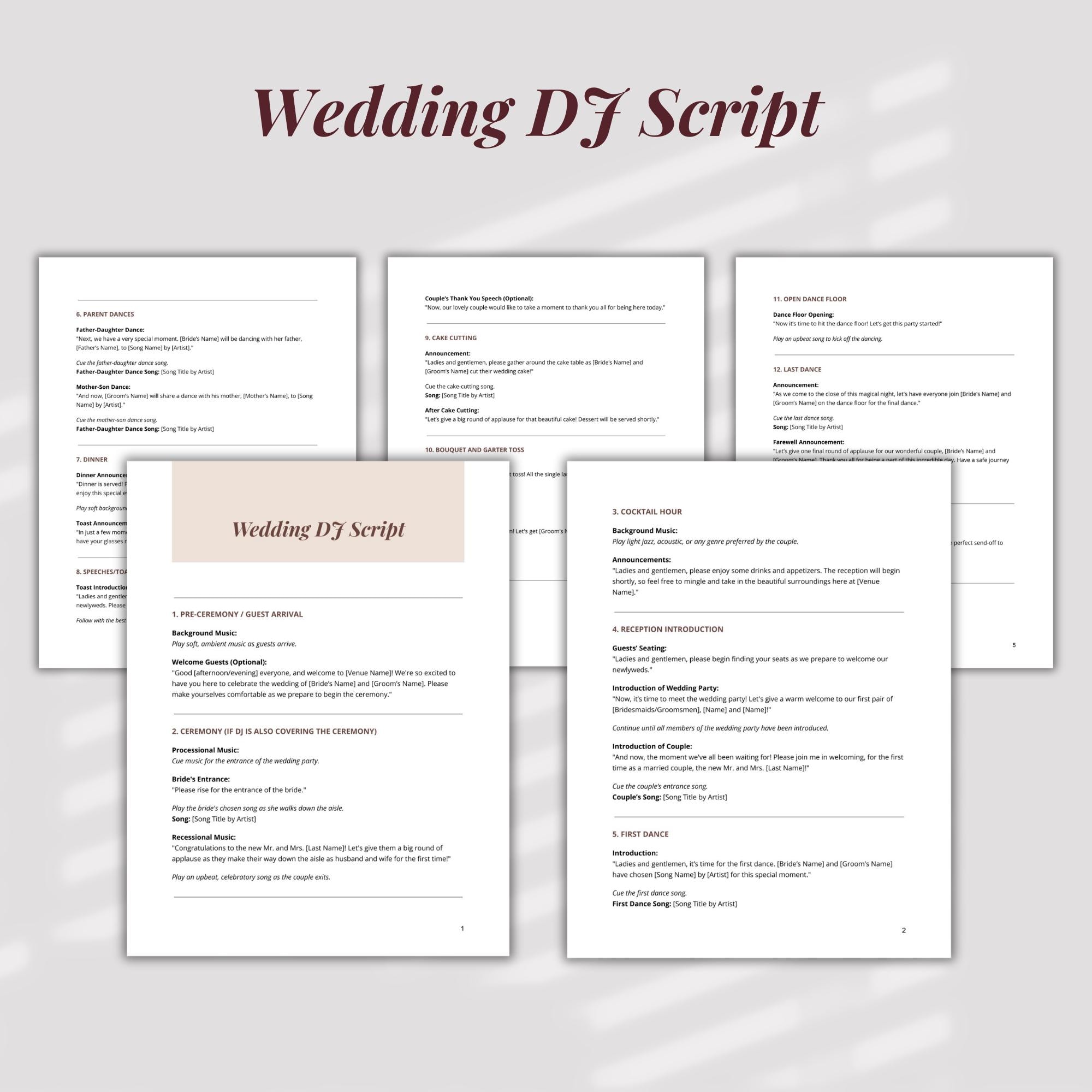 Wedding DJ Script Template Google Docs, Pre-written Wedding DJ Ceremony ...