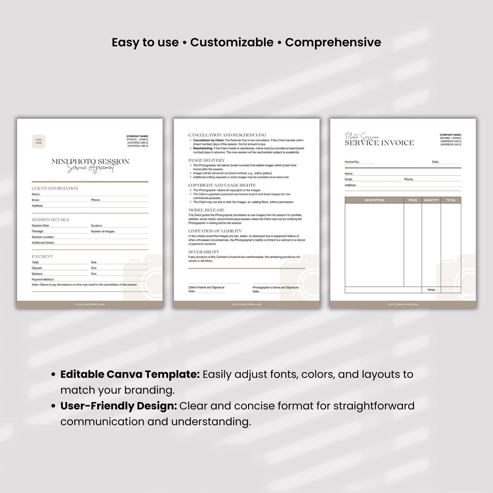 Mini Sessions Contract Template Canva Mini Sessions Photography Client ...