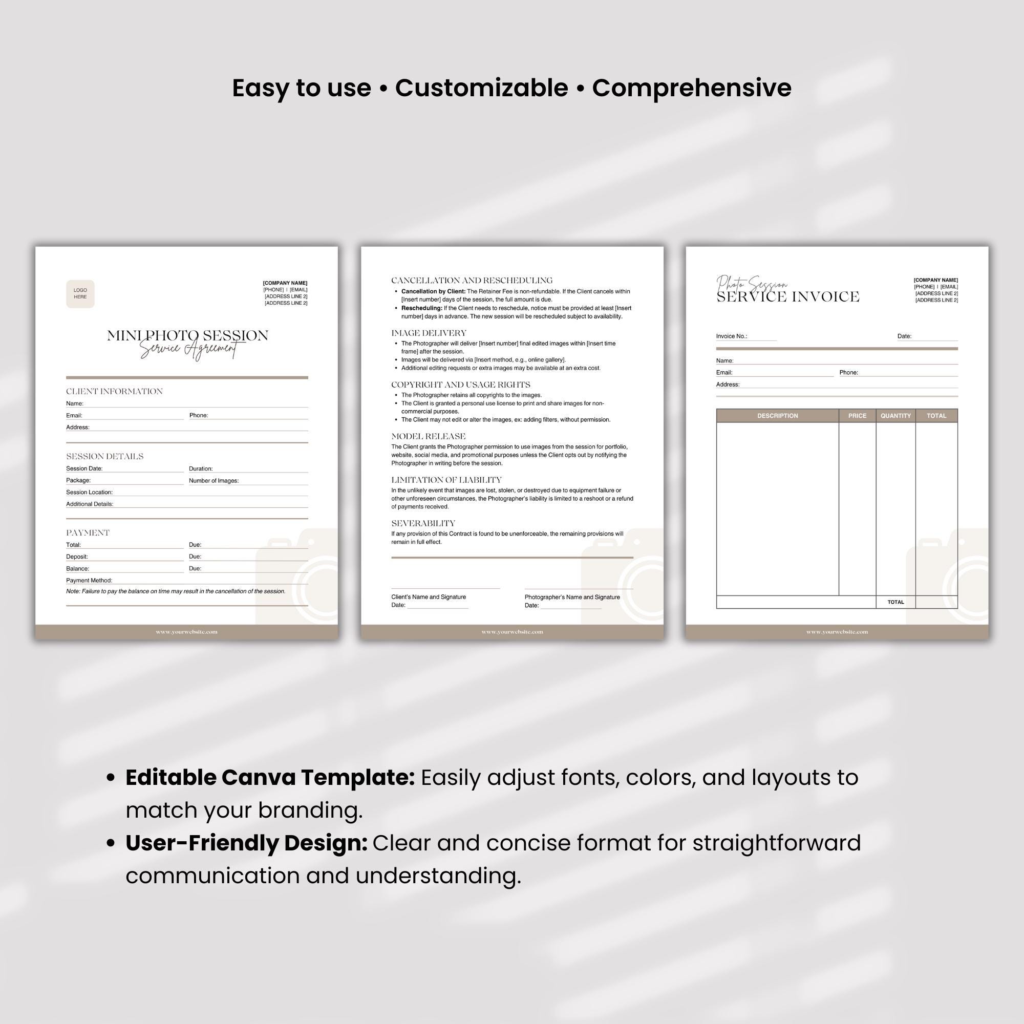 Mini Sessions Contract Template Canva Mini Sessions Photography Client ...