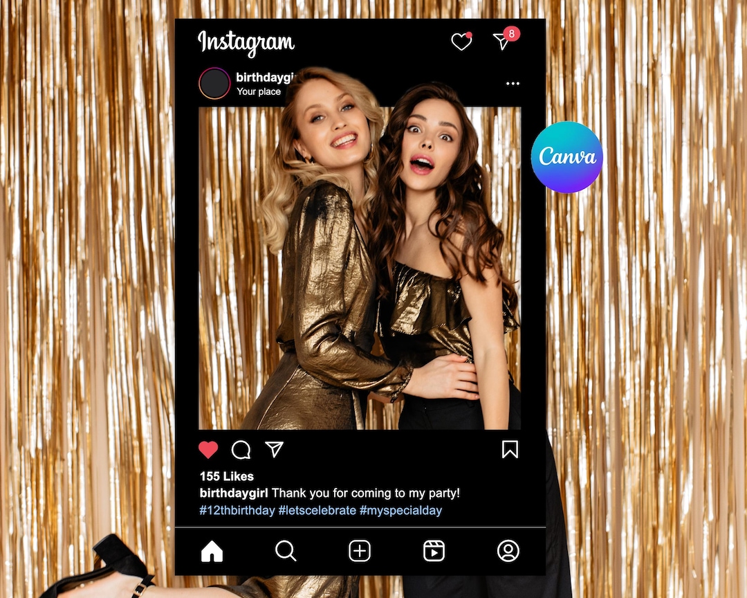 Dark Instagram Photobooth Prop Template, Instagram Photo Booth Canva ...