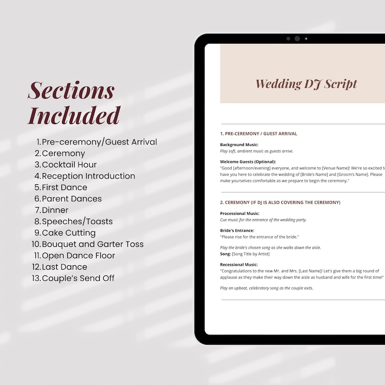 Wedding DJ Script Template Google Docs, Pre-written Wedding DJ Ceremony ...