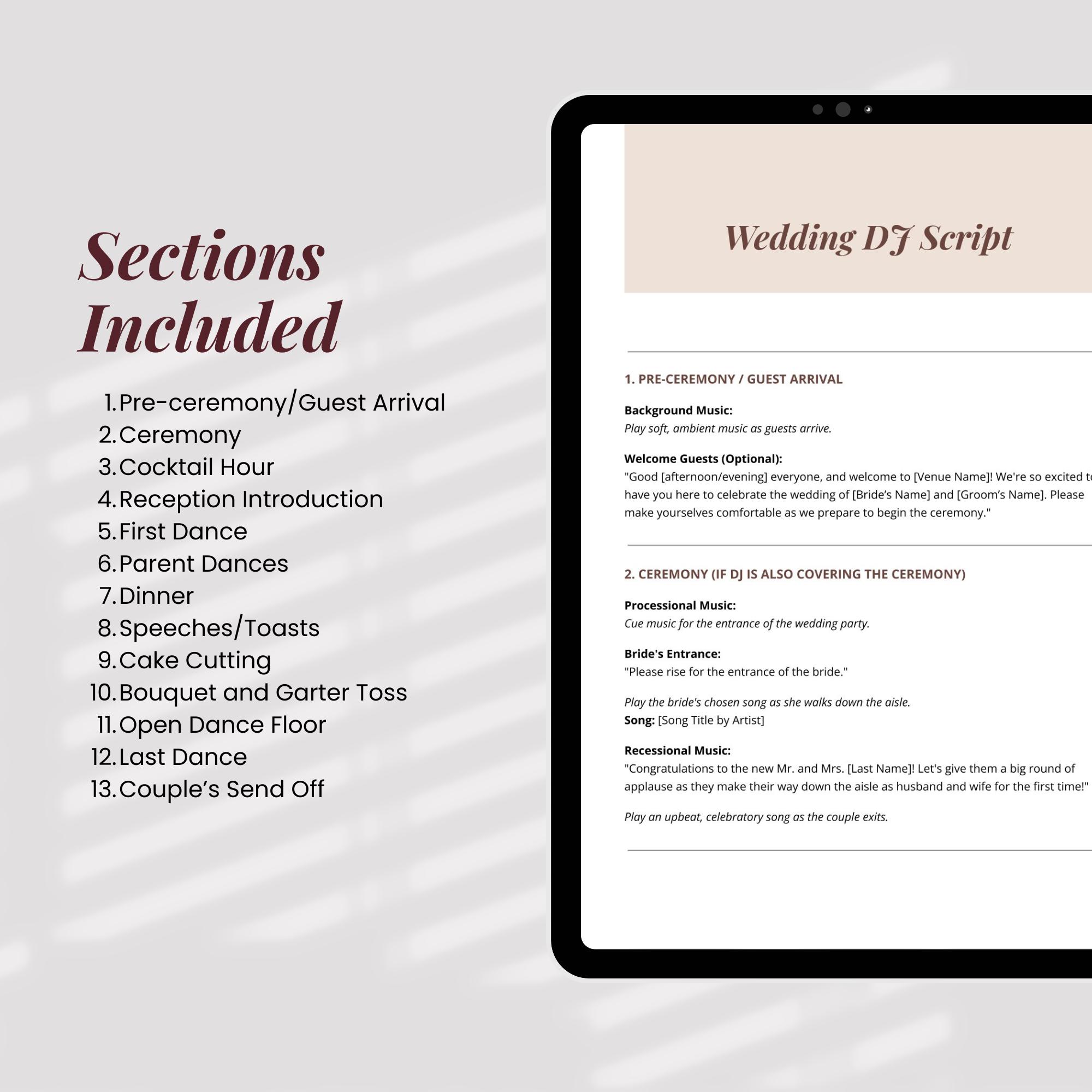 Wedding DJ Script Template Google Docs, Pre-written Wedding DJ Ceremony ...