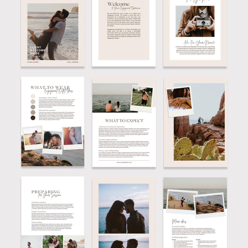 Engagement Photography Welcome Guide Template Canva, Pre-written ...