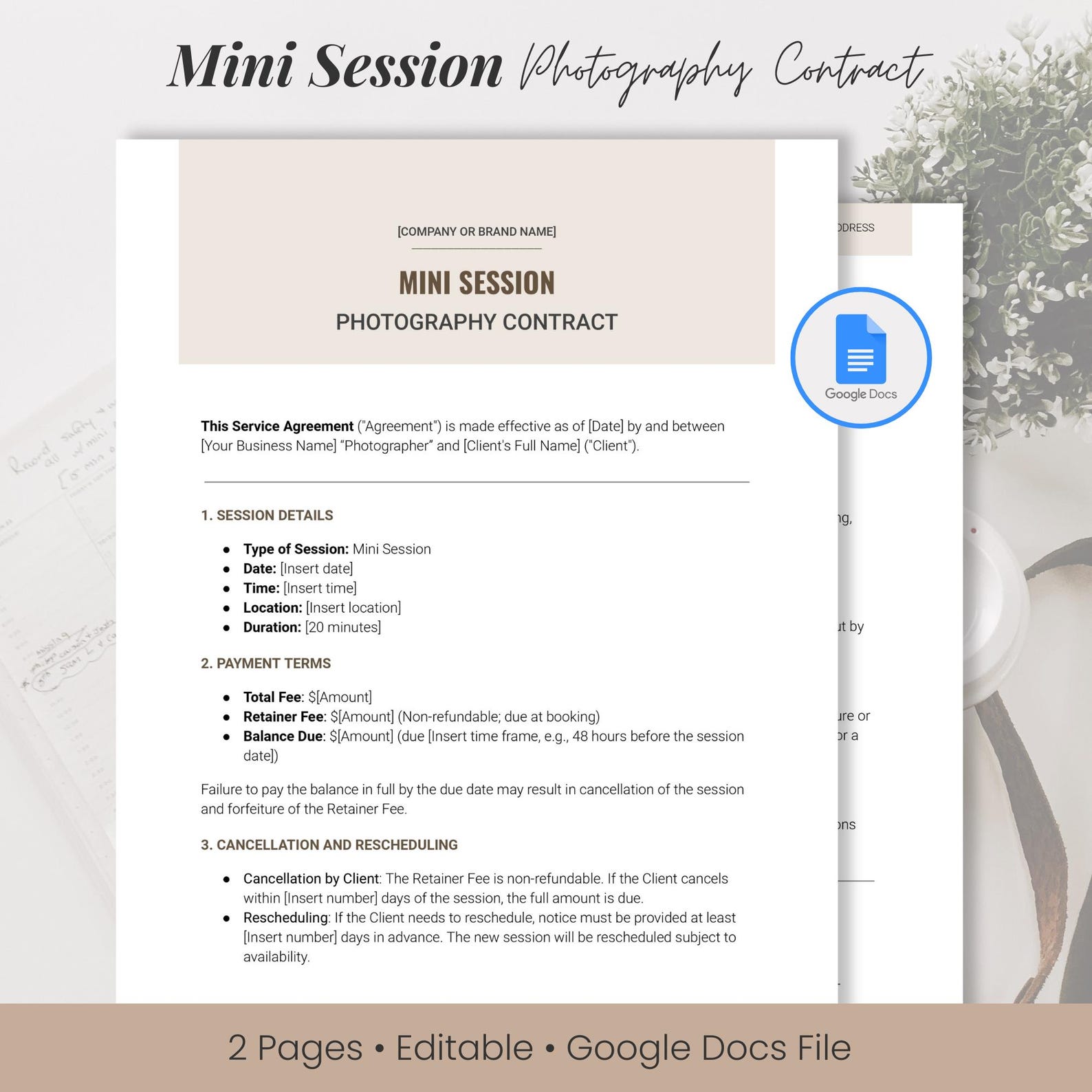 Mini Sessions Contract Template Google Docs Mini Sessions Photography ...