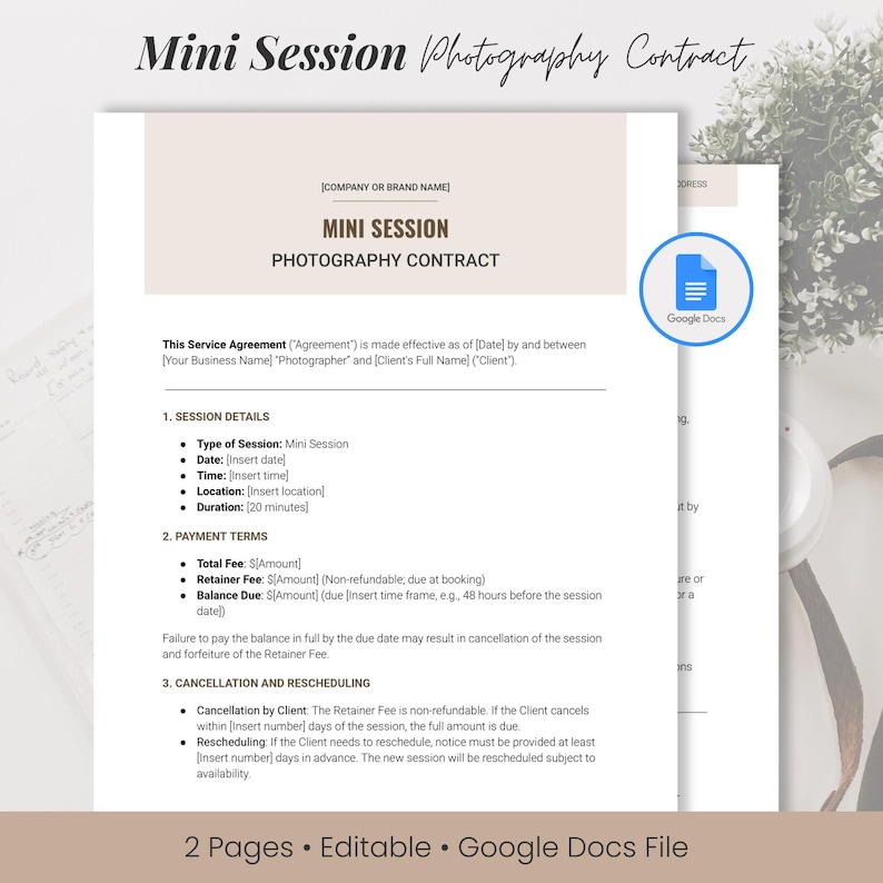 Mini Sessions Contract Template Google Docs Mini Sessions Photography ...