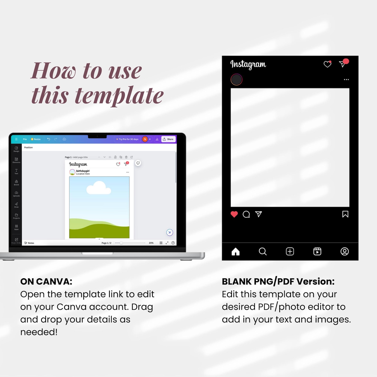 Instagram Photo Booth Prop Template, Instagram Photobooth Canva ...