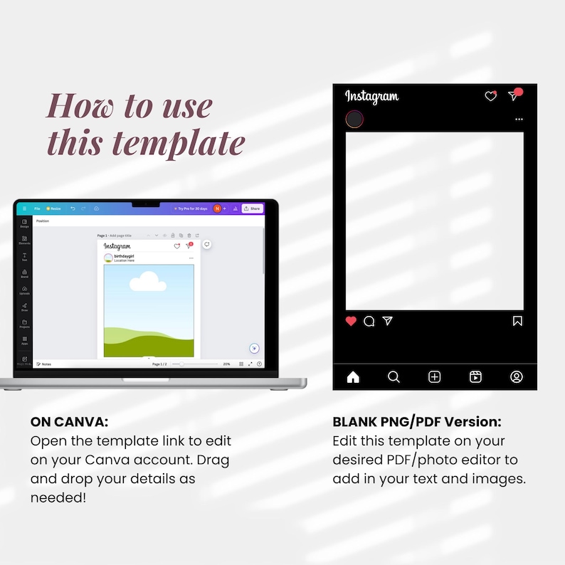 Dark Instagram Photobooth Prop Template, Instagram Photo Booth Canva ...