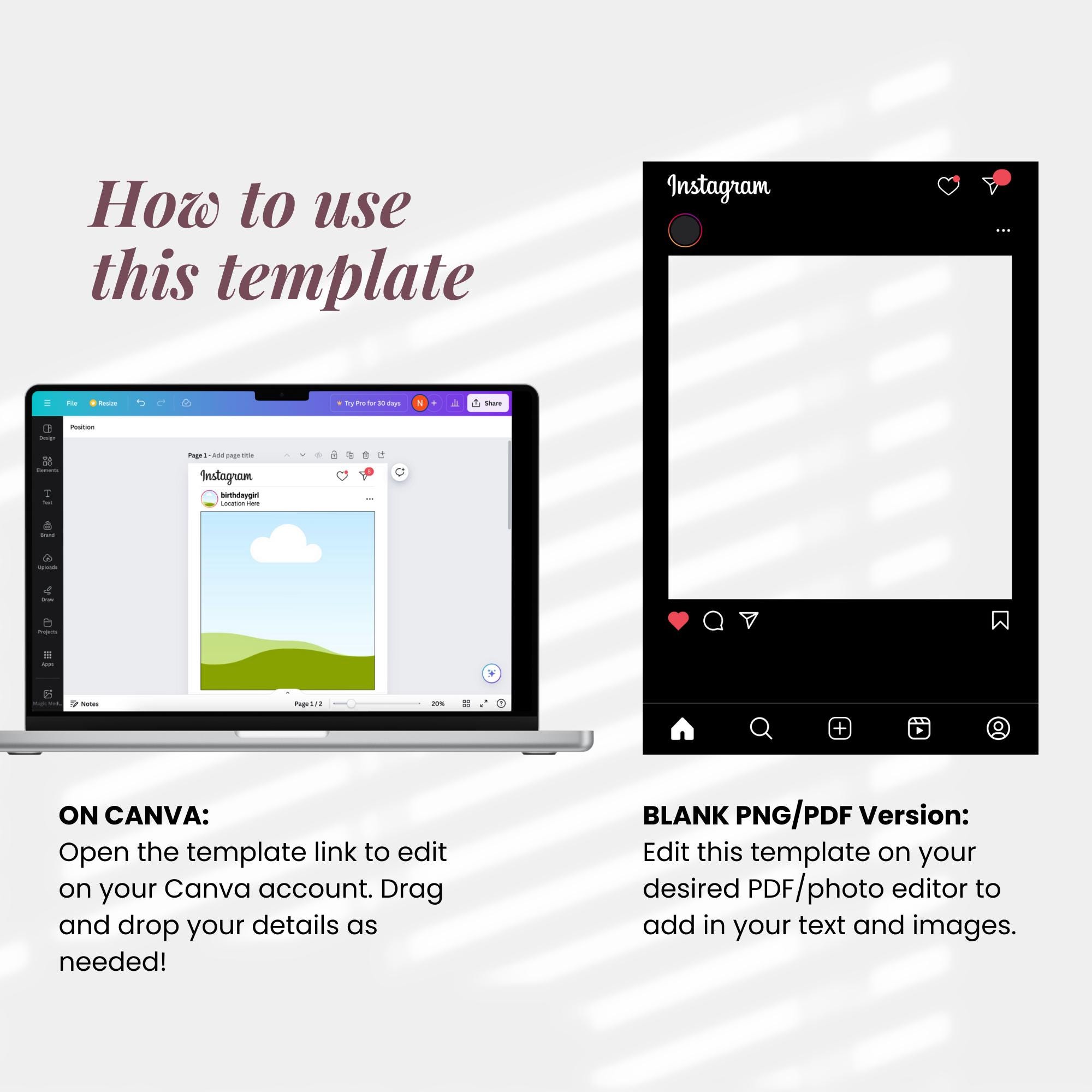 Instagram Photo Booth Prop Template, Instagram Photobooth Canva ...