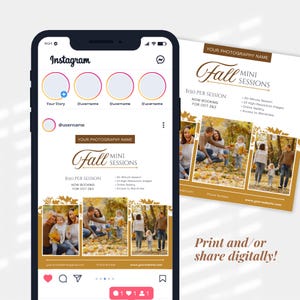 Autumn Mini Sessions Template, Family Portrait Shoot Post, Fall Outdoor ...