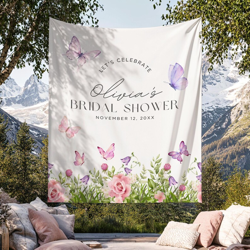 Lifetime of Butterflies Bridal Shower Banner, Custom Butterfly ...